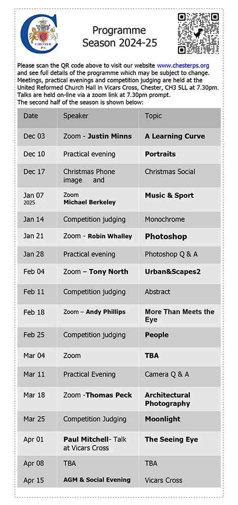 SEASON 2024-25 Programme – Chester Photographic Society